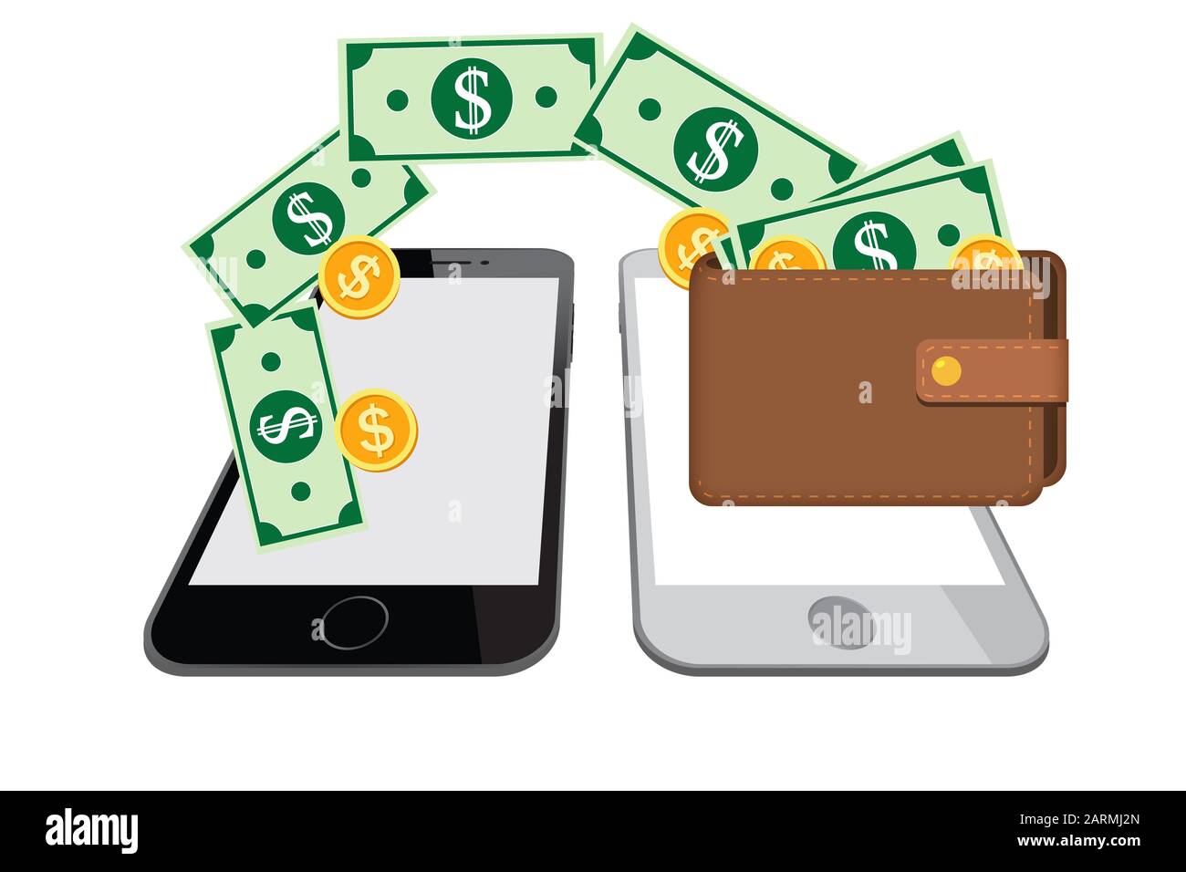 The concept of mobile wallet transfers - 3d rendering Stock Photo - Alamy