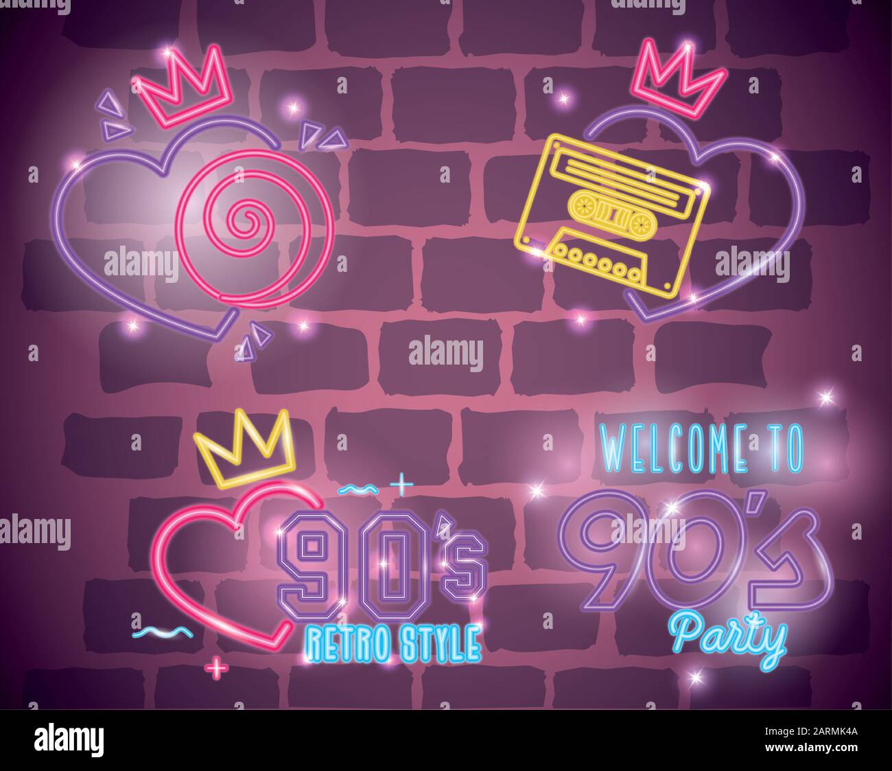 set of labels retro style neon light Stock Vector Image & Art - Alamy