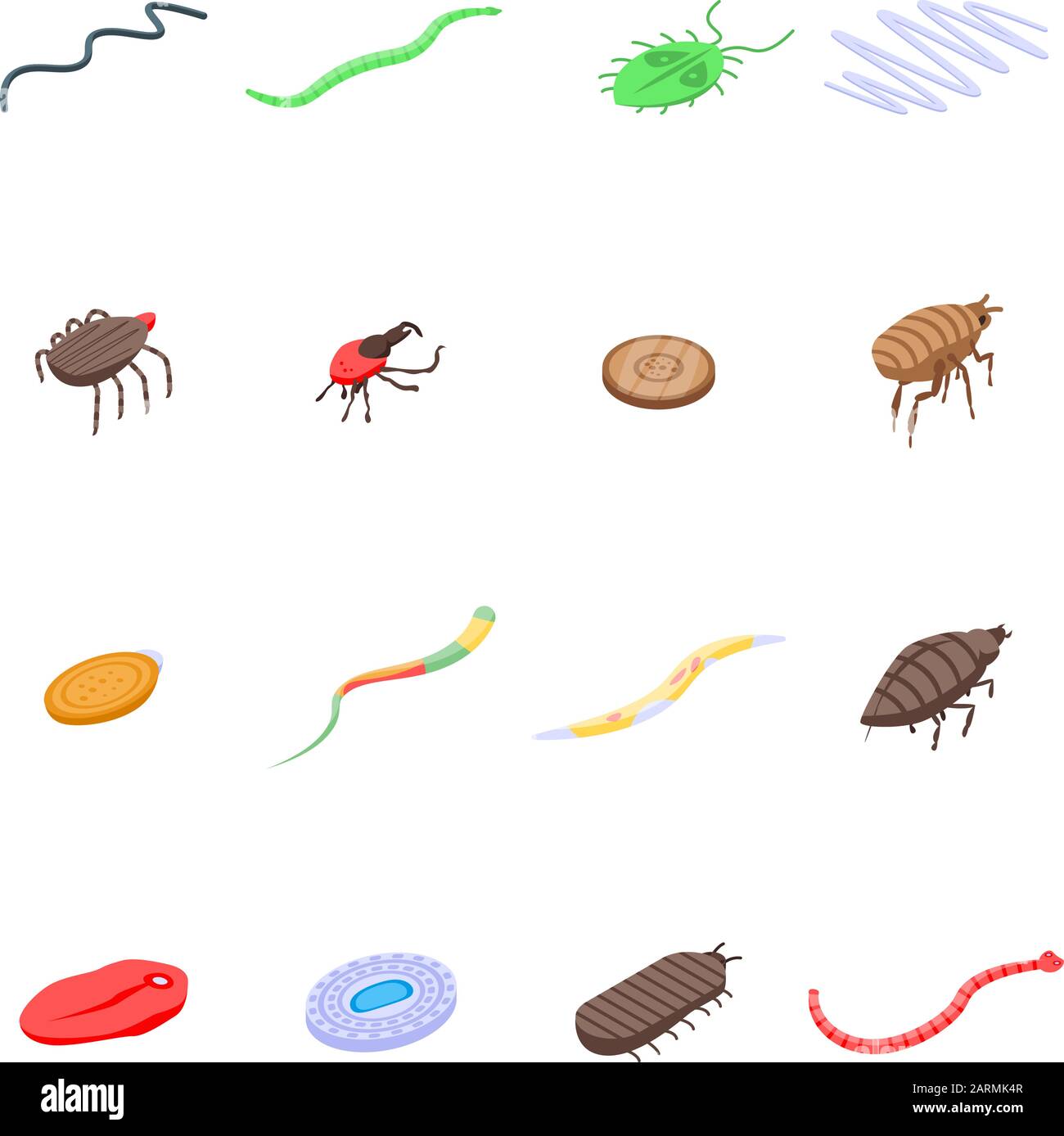 Parasite icons set, isometric style Stock Vector Image & Art - Alamy