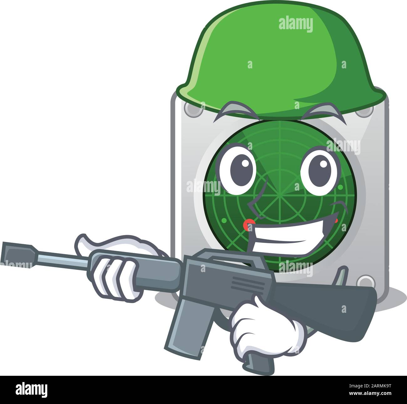 A cartoon design of radar Army with machine gun Stock Vector Image ...