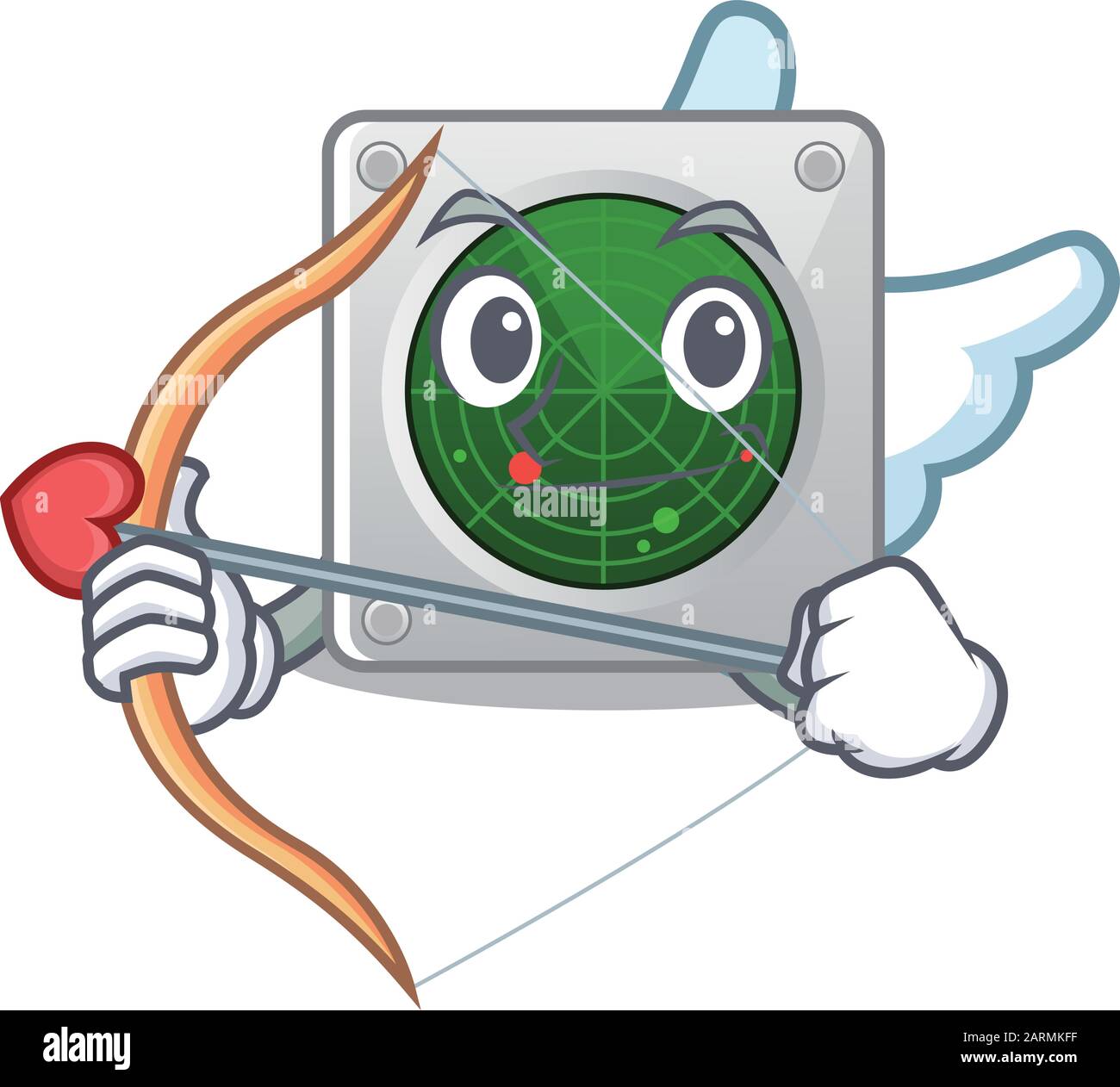 Romantic radar Cupid cartoon character with arrow and wings Stock ...