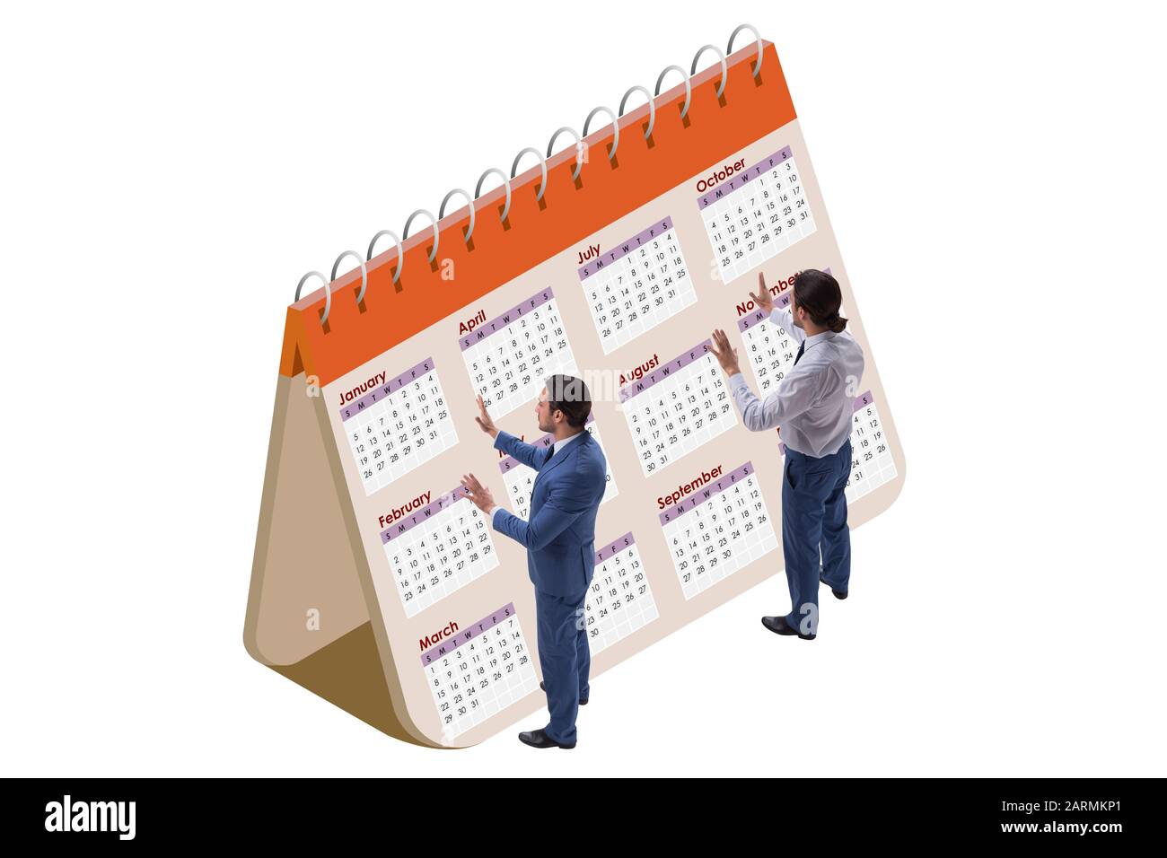 The business calendar concept with businessman Stock Photo - Alamy
