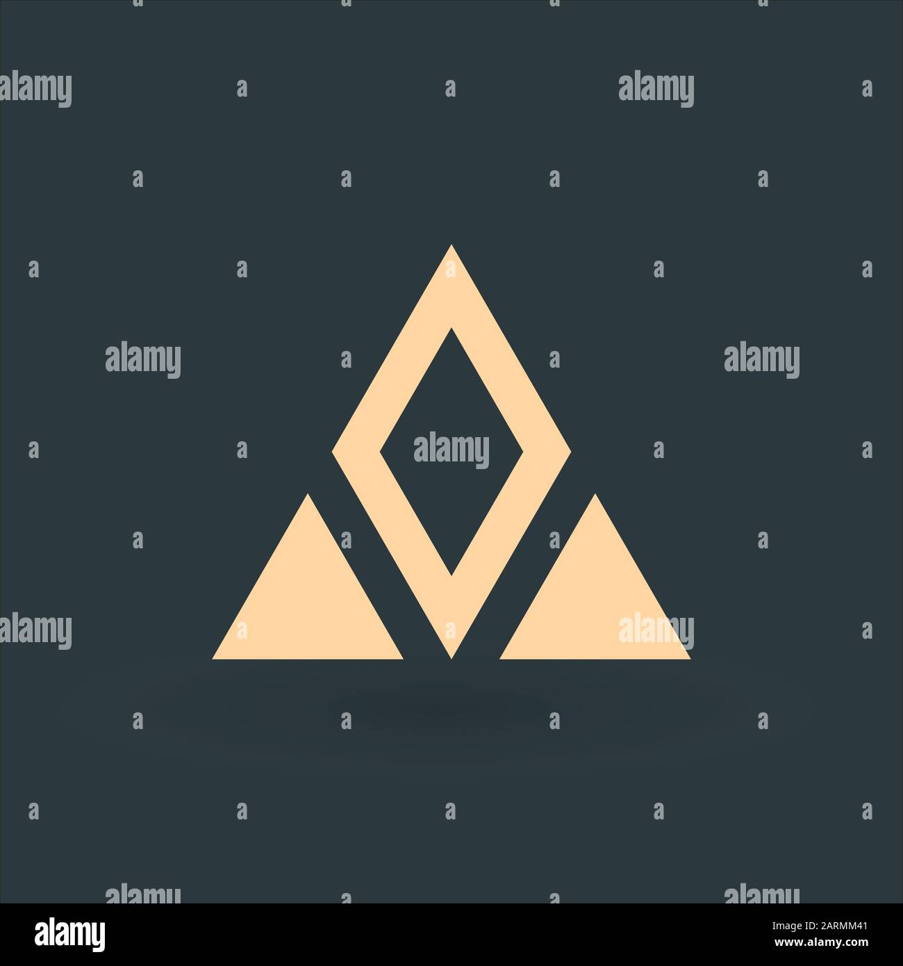 Geometrical triangle and rhombus or arrow in three parts logo design. Technology business ...