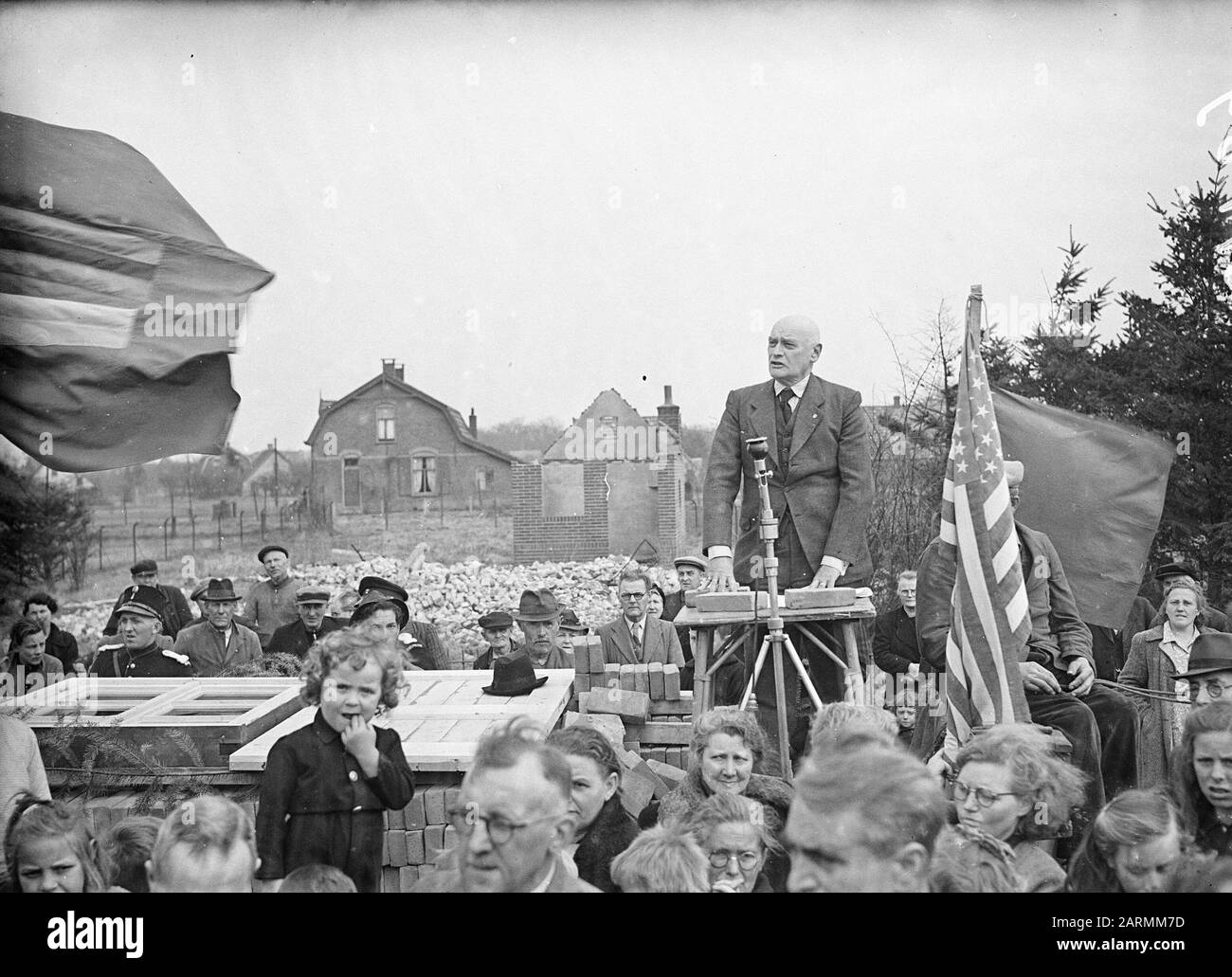 Laying the first foundation stone hi-res stock photography and images ...
