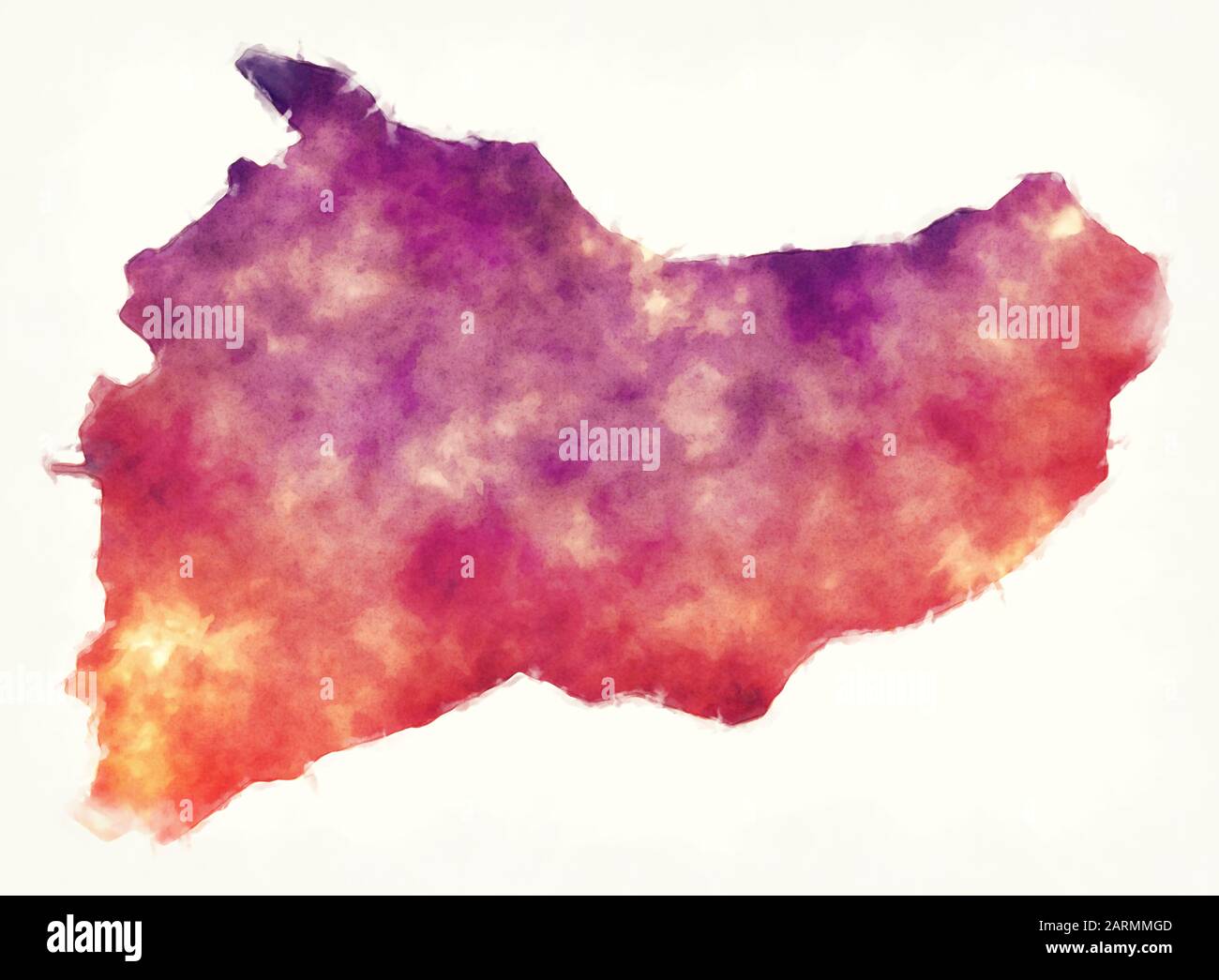 Barrouallie district watercolor map of Saint Vincent and the Grenadines ...