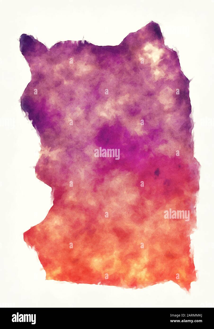 Georgetown district watercolor map of Saint Vincent and the Grenadines ...