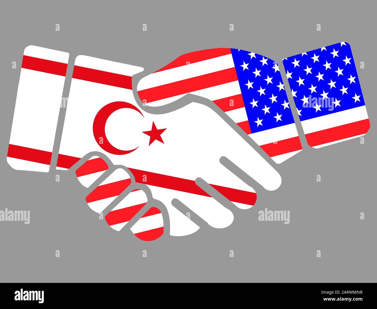 Turkish Republic Of Northern Cyprus and USA flags Handshake vector ...