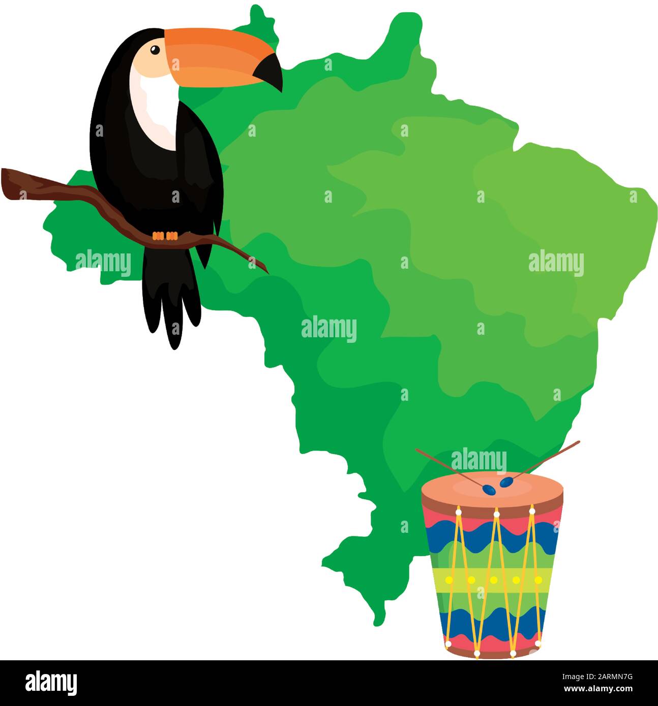 toucan and drum with map of brazil Stock Vector Image & Art - Alamy