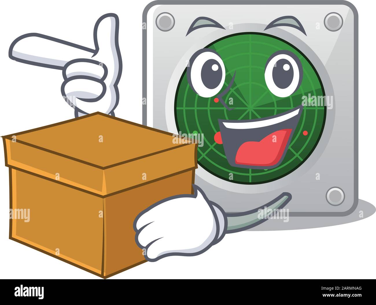 Cute radar cartoon character having a box Stock Vector Image & Art - Alamy