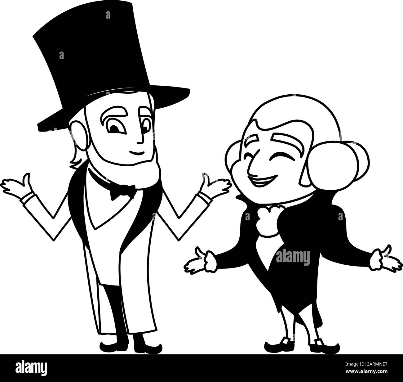 cartoon of presidents george washington and abraham lincoln, president ...