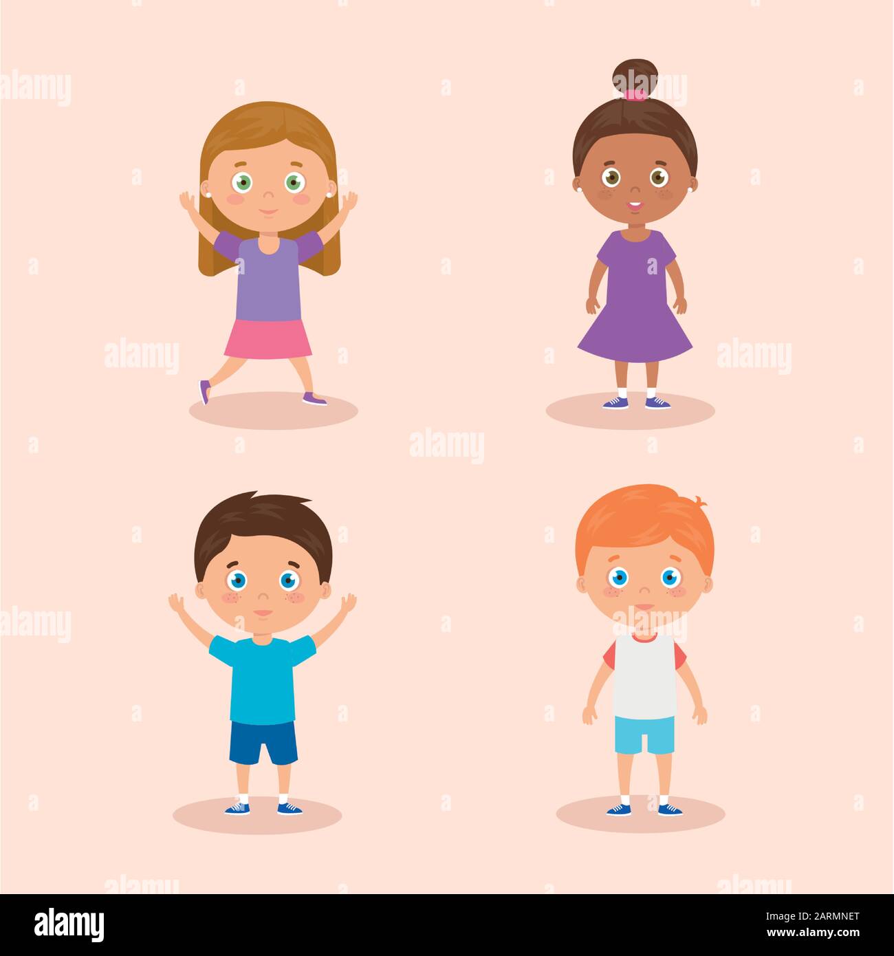 group of cute little children avatar characters Stock Vector Image ...