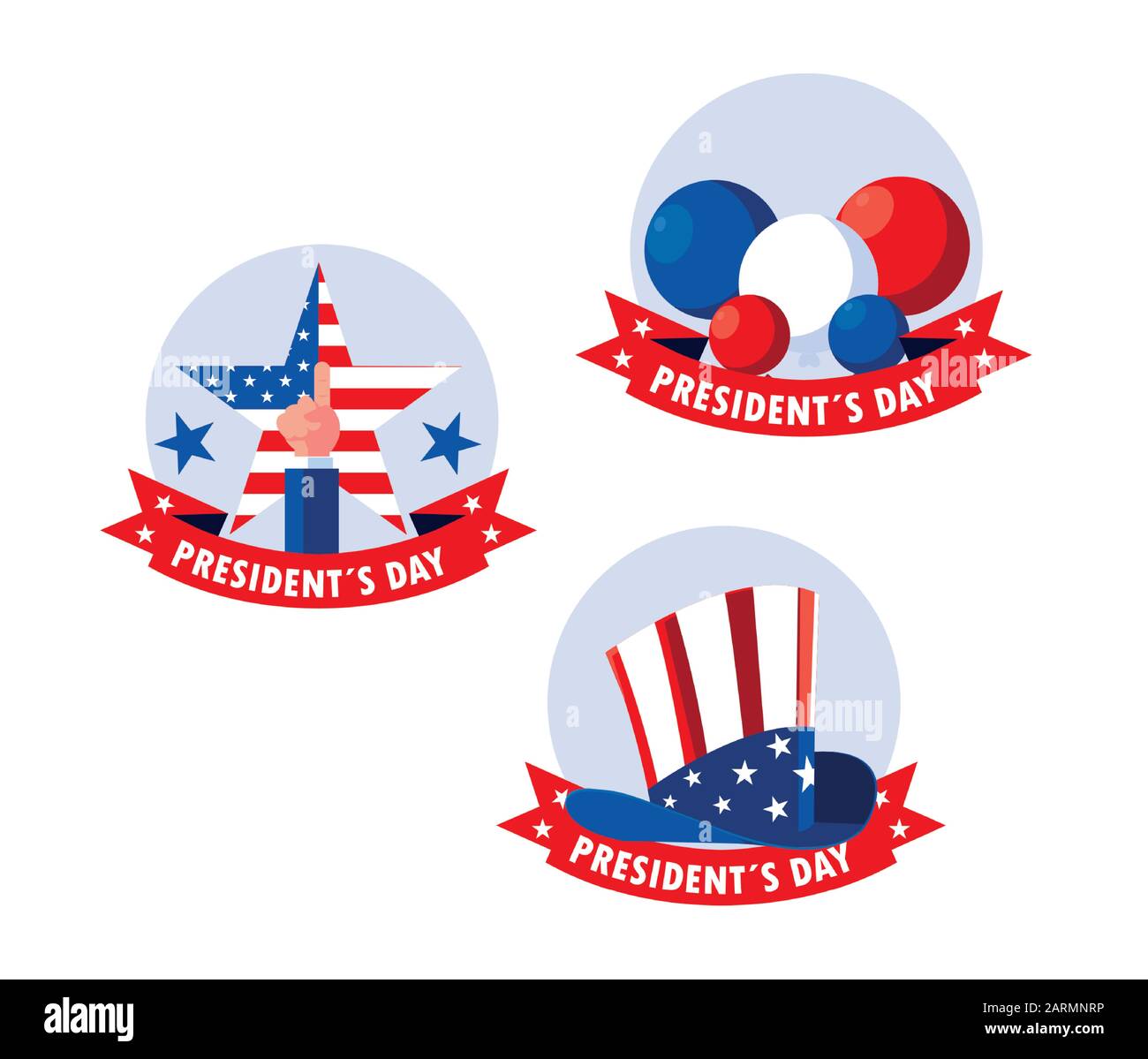 set of president day stickers on a white background vector illustration ...