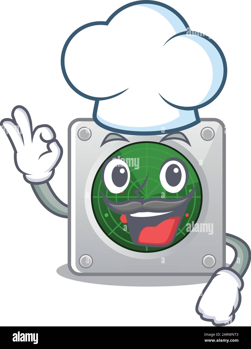 Radar cartoon character wearing costume of chef and white hat Stock ...