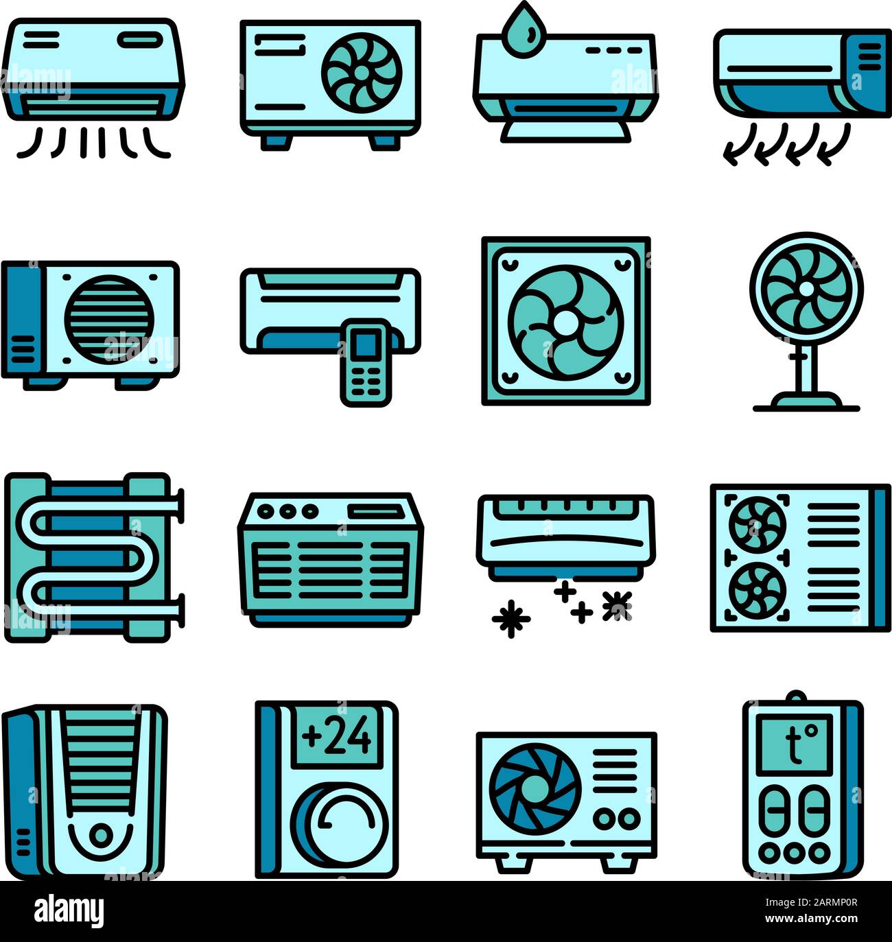 Conditioner icons set. Outline set of conditioner vector icons for web ...