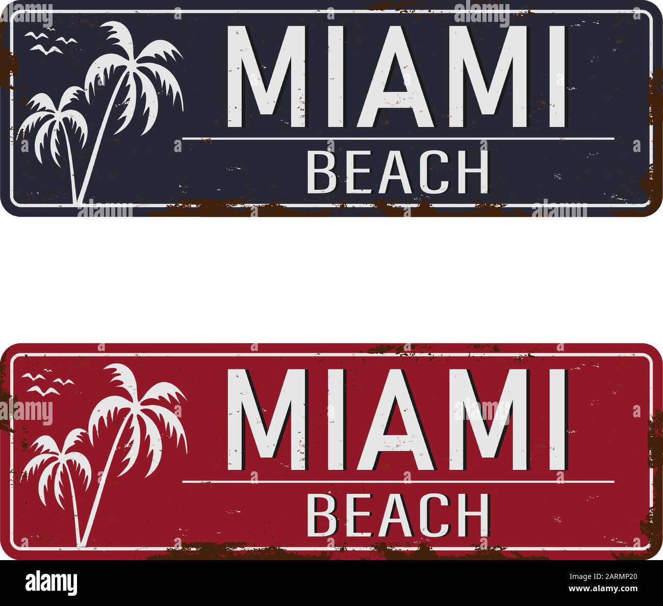 Miami Beach , Florida, road sign vector illustration, road table, USA ...