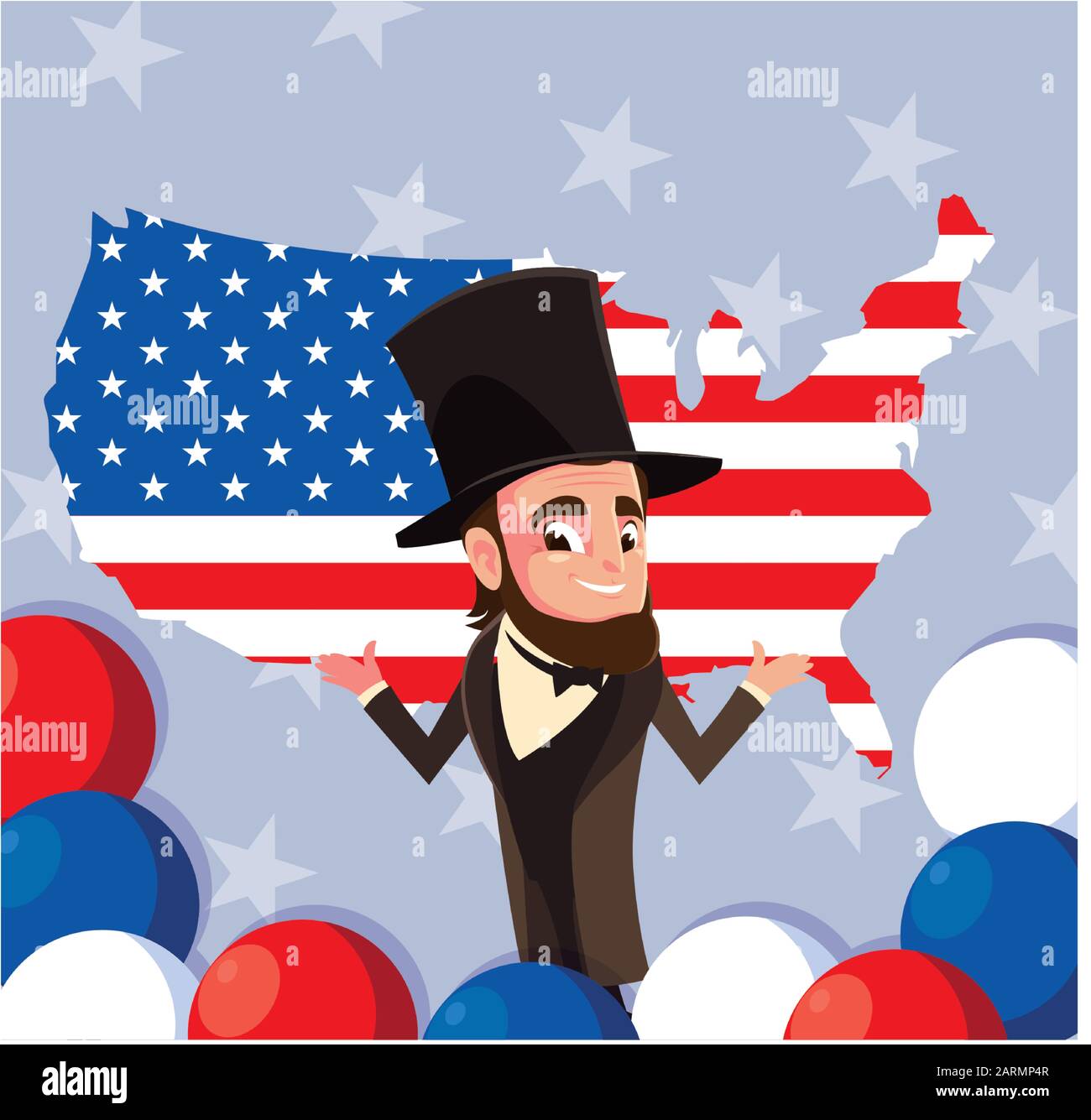 president abraham lincoln with map united states vector illustration ...