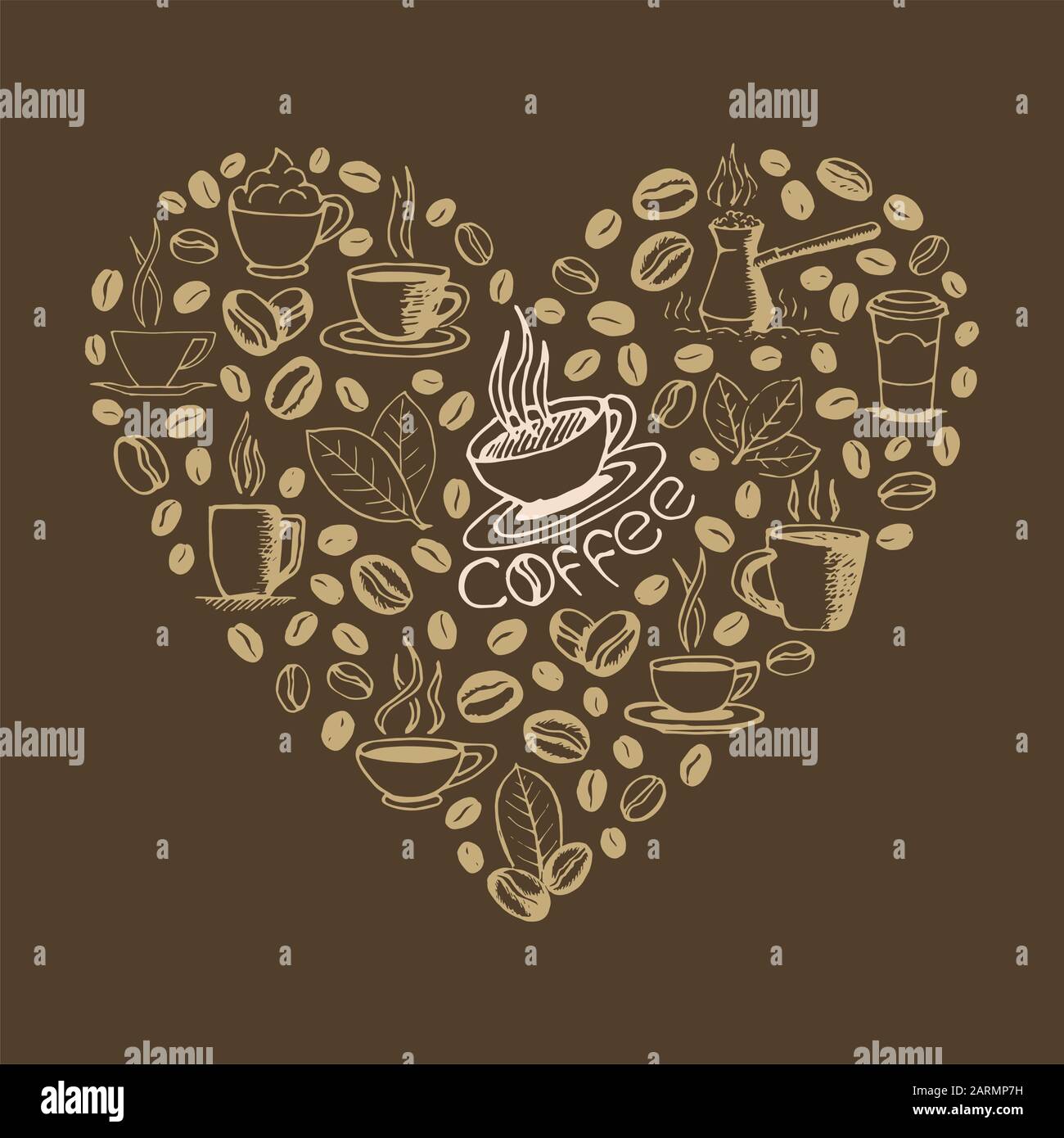Illustration heart coffee cup Stock Vector Images - Alamy