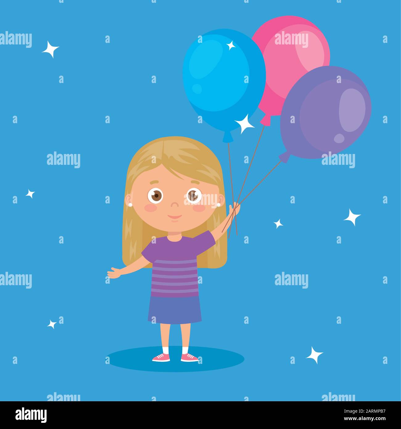 cute little girl with balloons helium Stock Vector Image & Art - Alamy