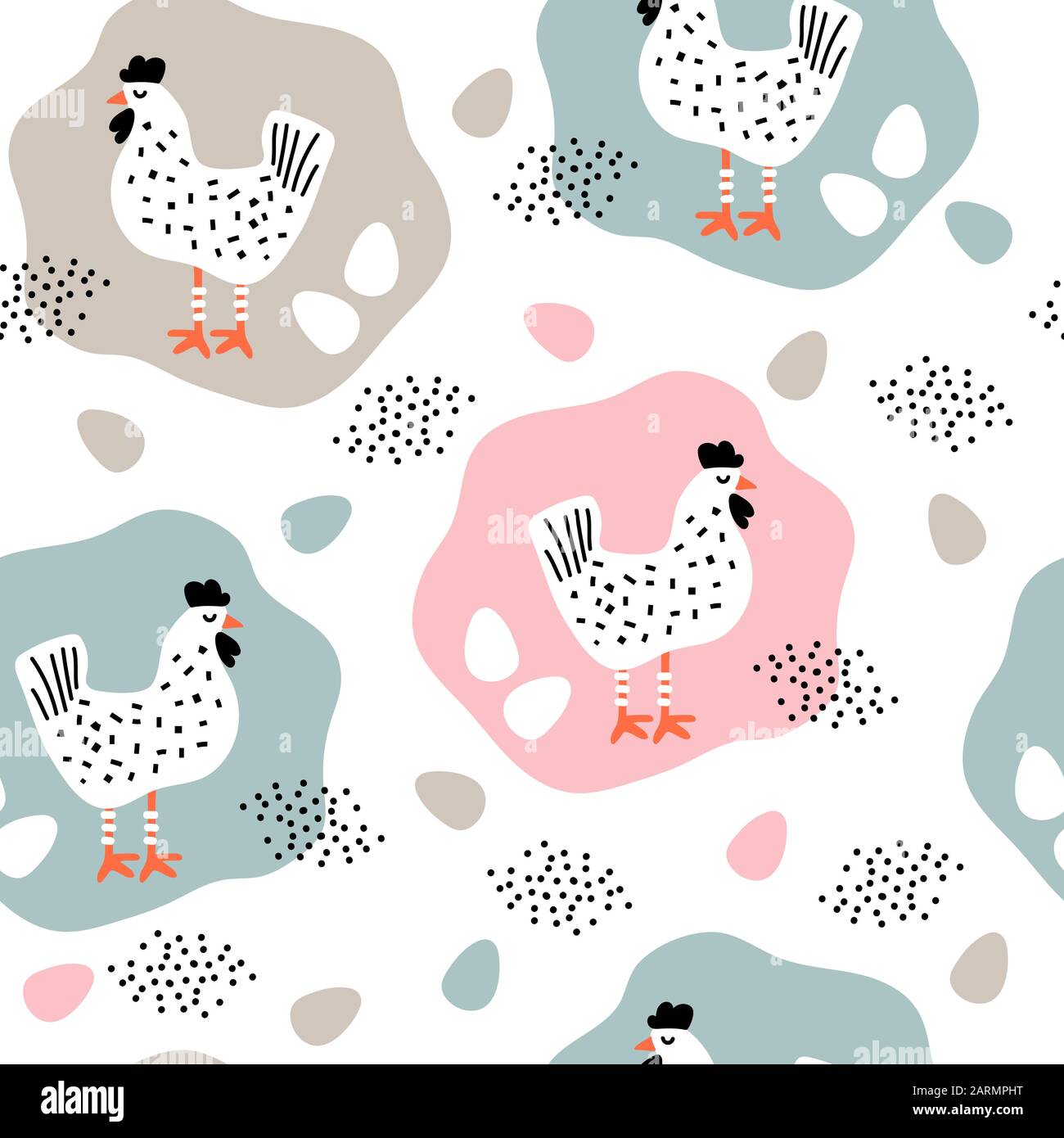 Seamless pattern with chicken cartoon on white background Stock Vector ...