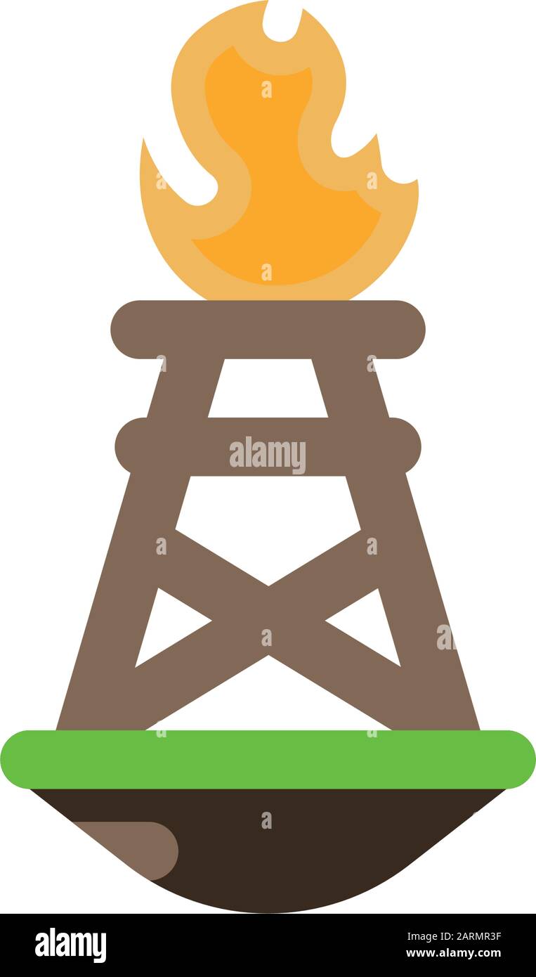 Oil tower with flame design, Fracking industry fuel technology power ...
