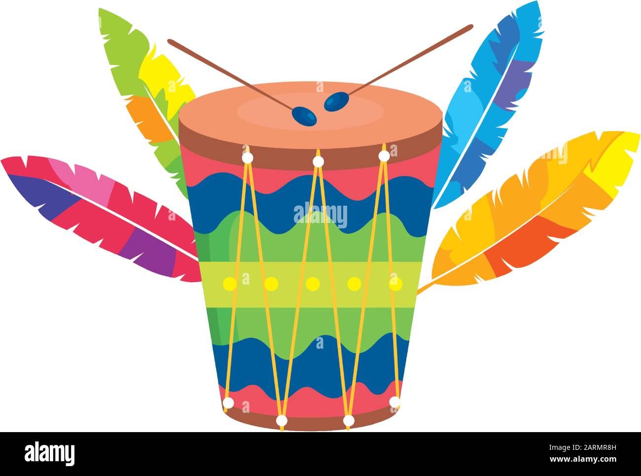 drum instrument musical with exotic feathers Stock Vector Image & Art ...