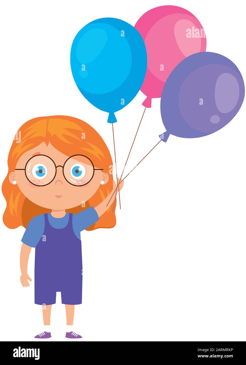 cute little girl with balloons helium Stock Vector Image & Art - Alamy