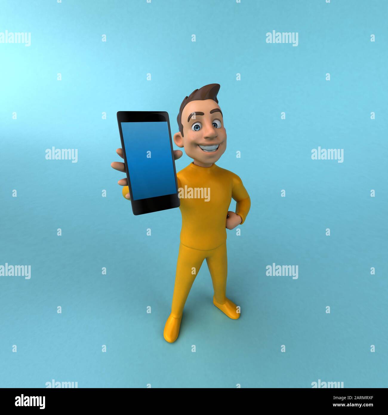 Fun 3D cartoon yellow character Stock Photo - Alamy