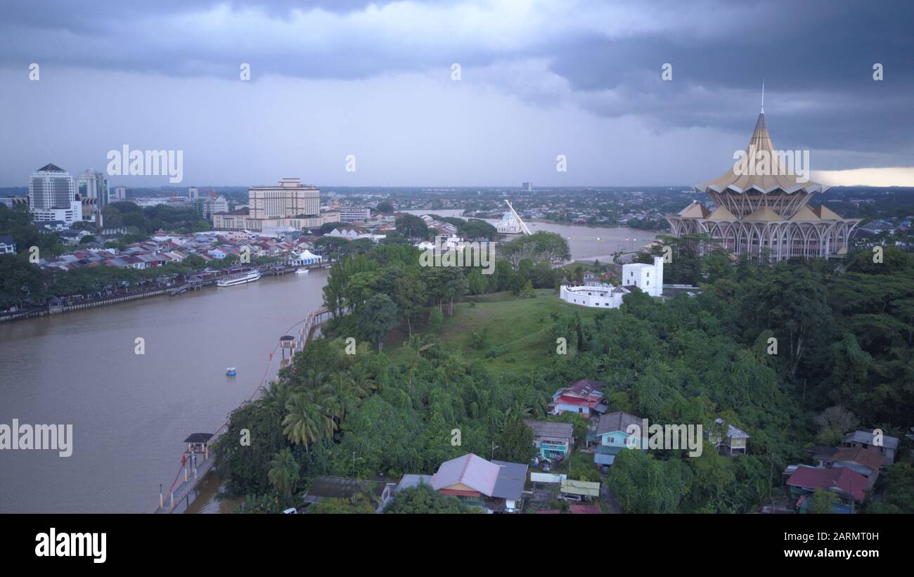 Kuching, Sarawak / Malaysia - November 8 2019: The buildings, landmarks ...