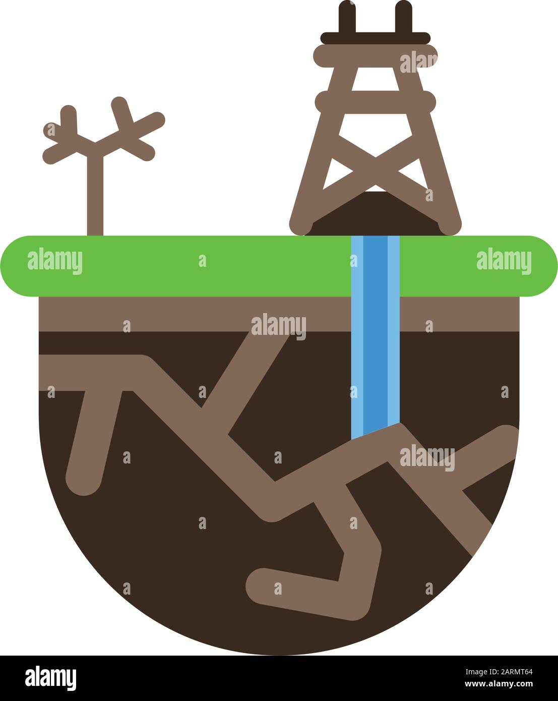 Oil tower and tree design, Fracking industry fuel technology power ...