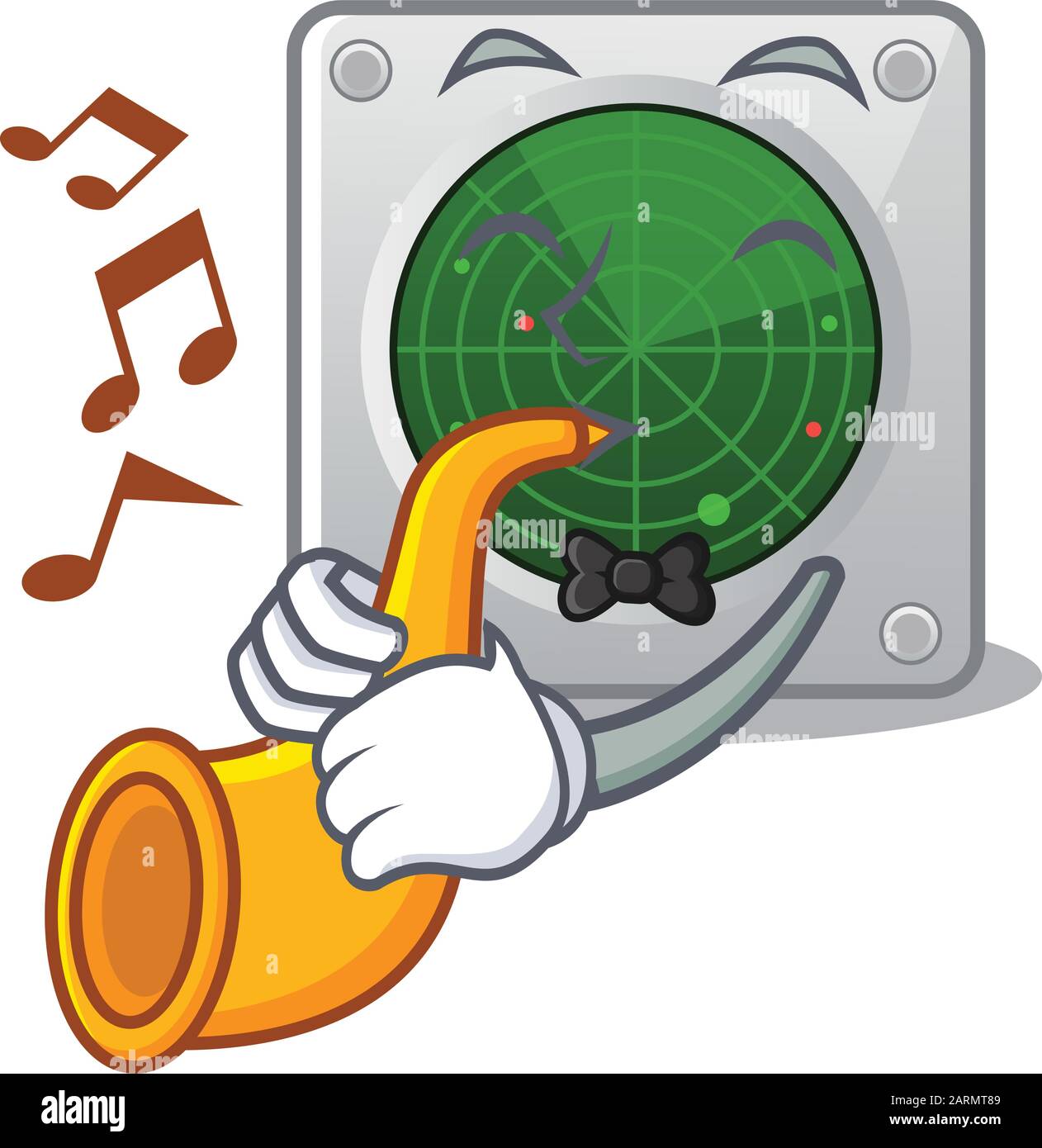 cartoon character style of radar performance with trumpet Stock Vector ...