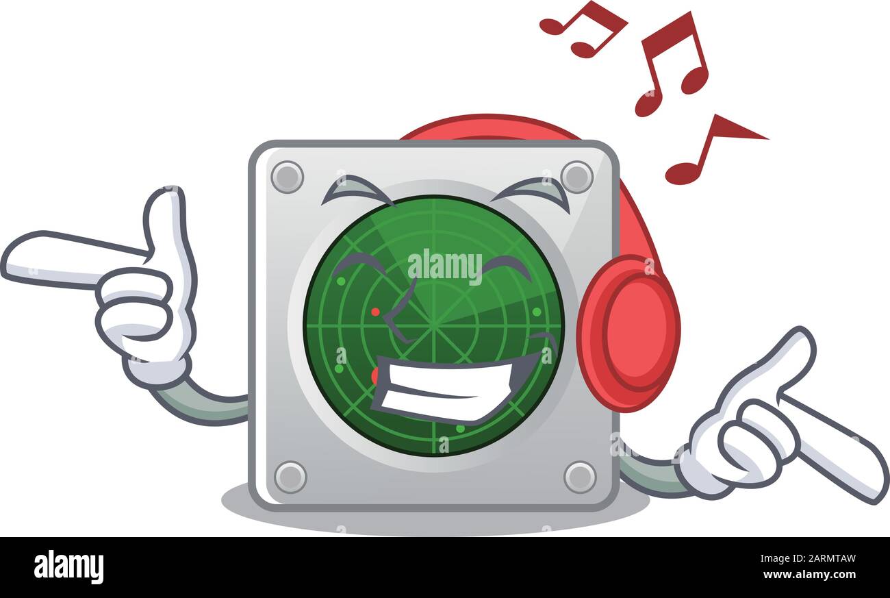 Listening music radar mascot cartoon character design Stock Vector ...