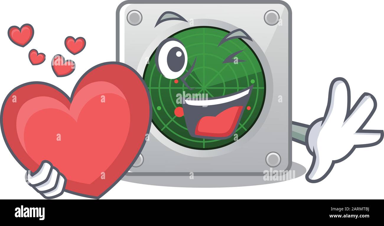Funny Face radar cartoon character holding a heart Stock Vector Image ...