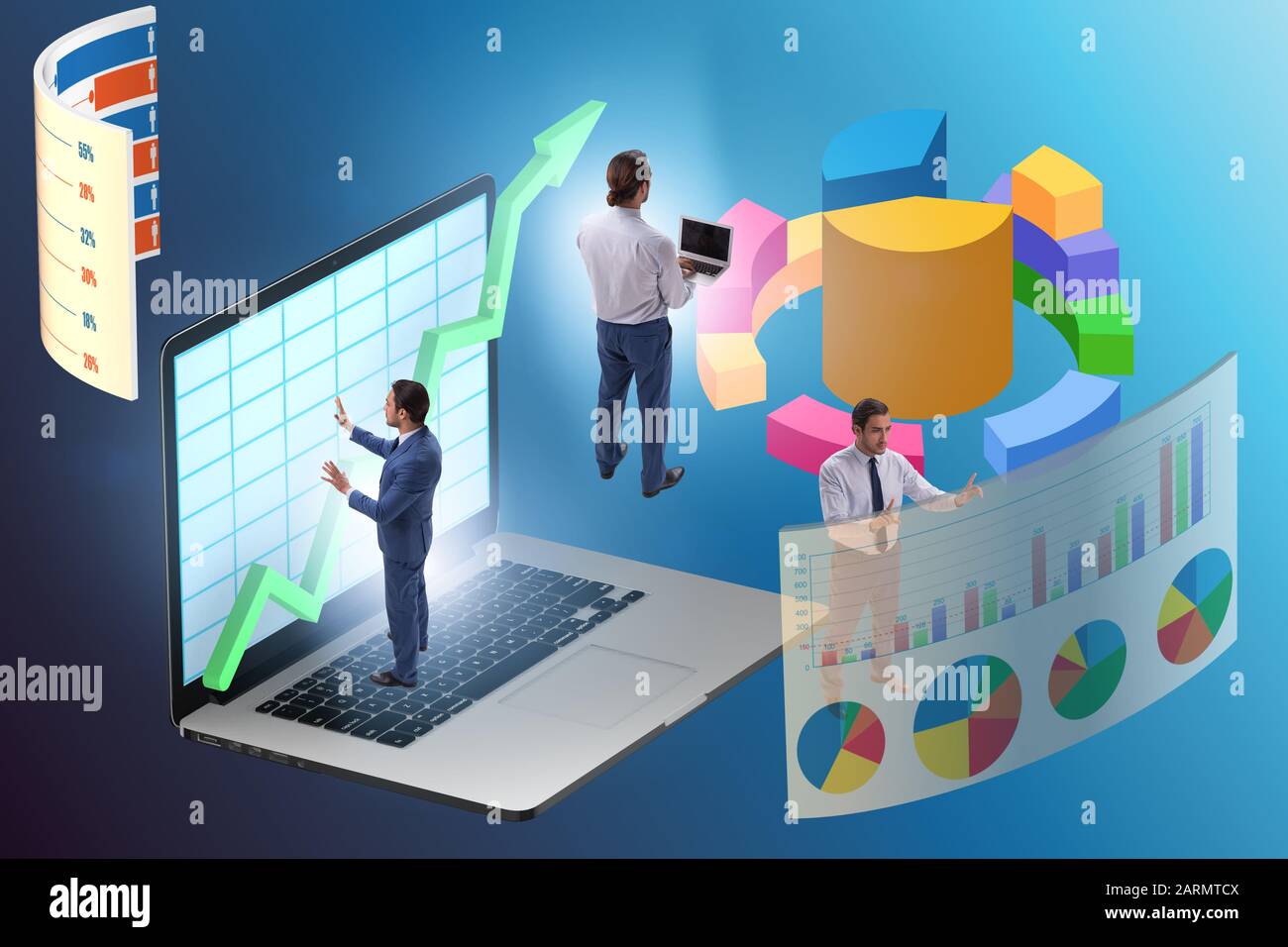 The trader working in technical visualization environment Stock Photo ...