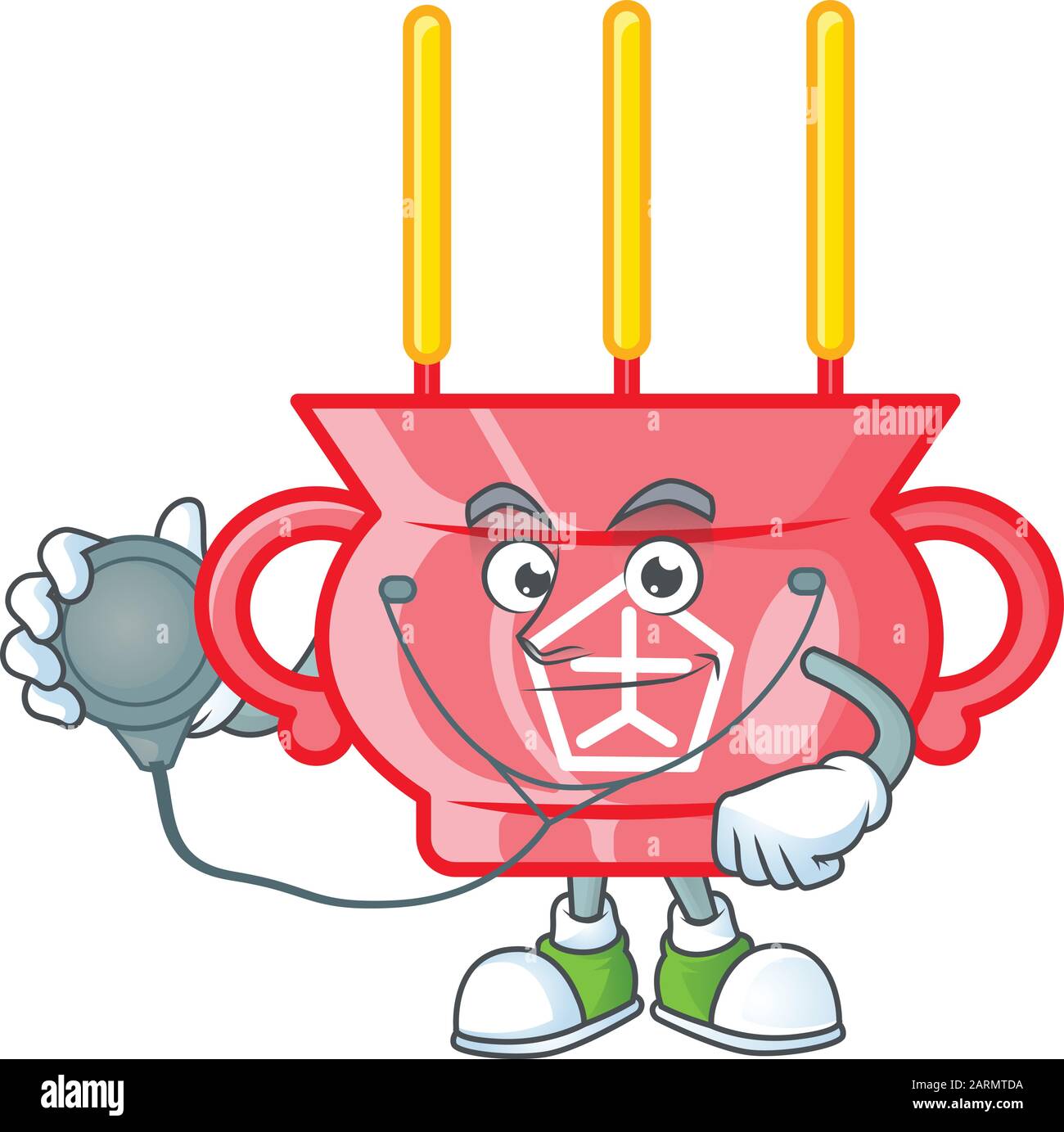 Chinese red incense cartoon character style in a Doctor costume with ...