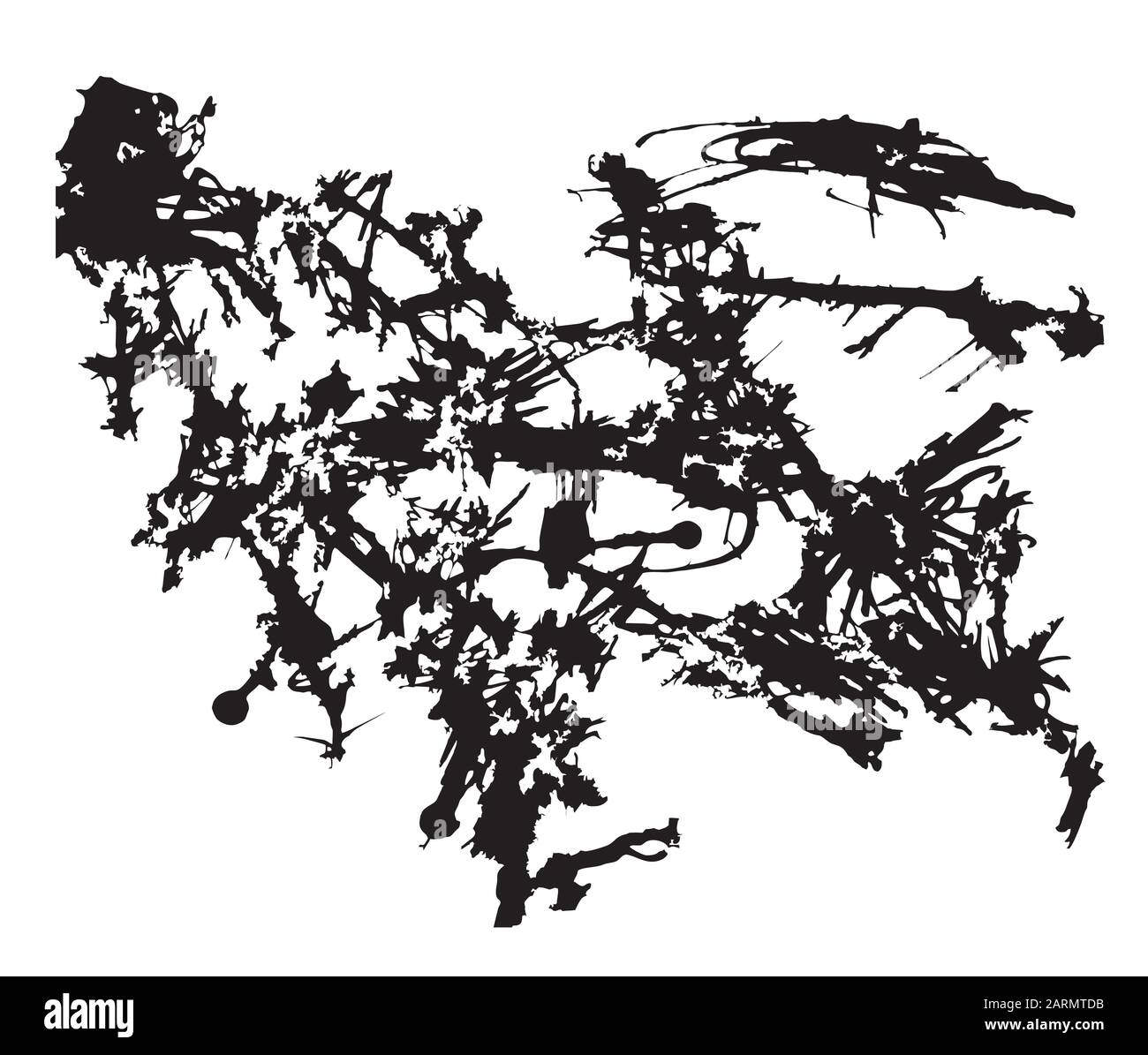 Abstract ink splatter artistic design element isolated on white. Hand ...