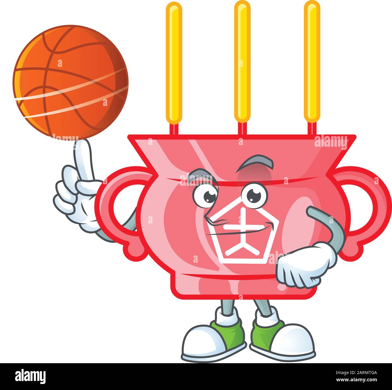 a Healthy chinese red incense cartoon character playing basketball ...