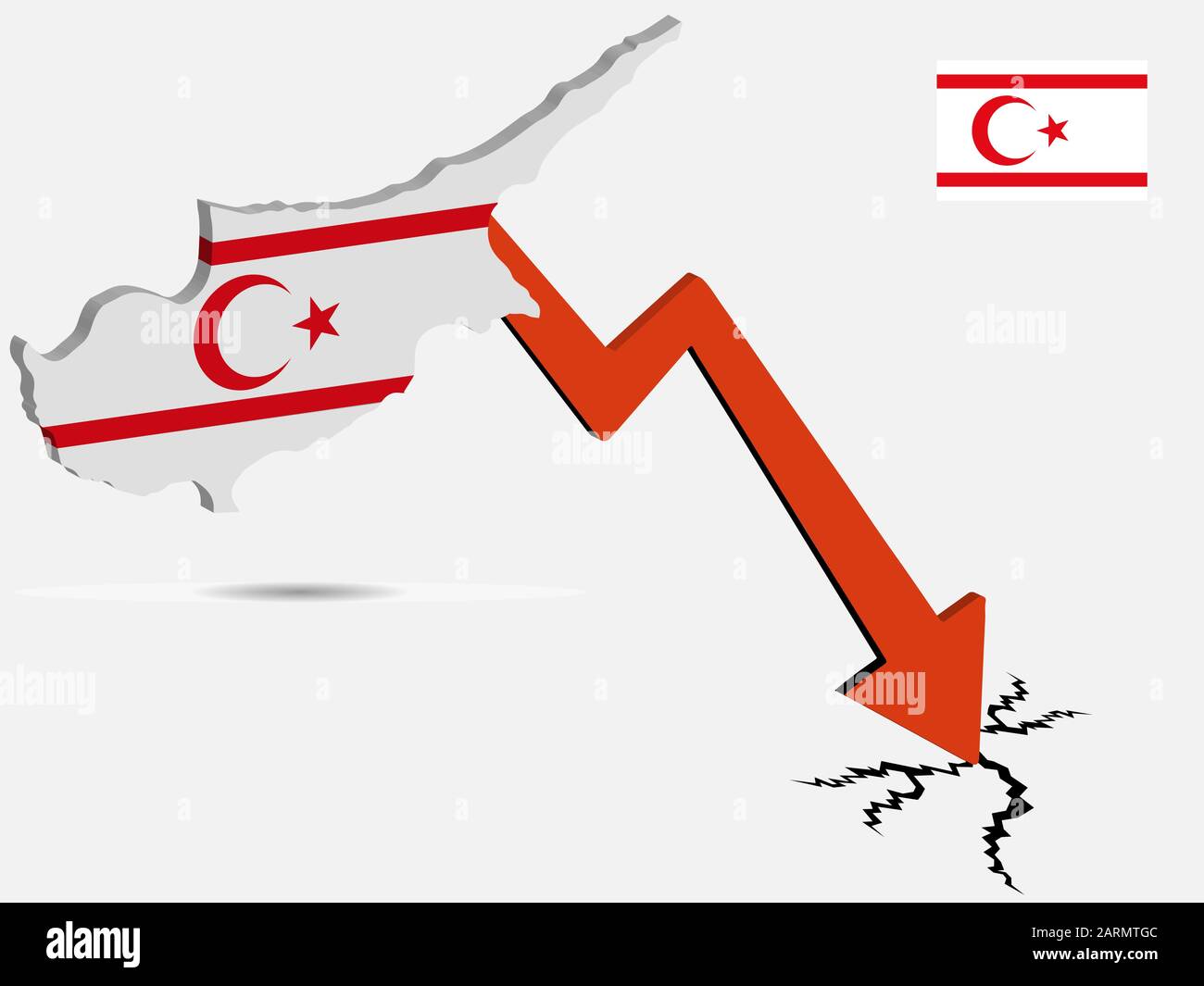 Turkish Republic Of Northern Cyprus economic crisis vector illustration ...