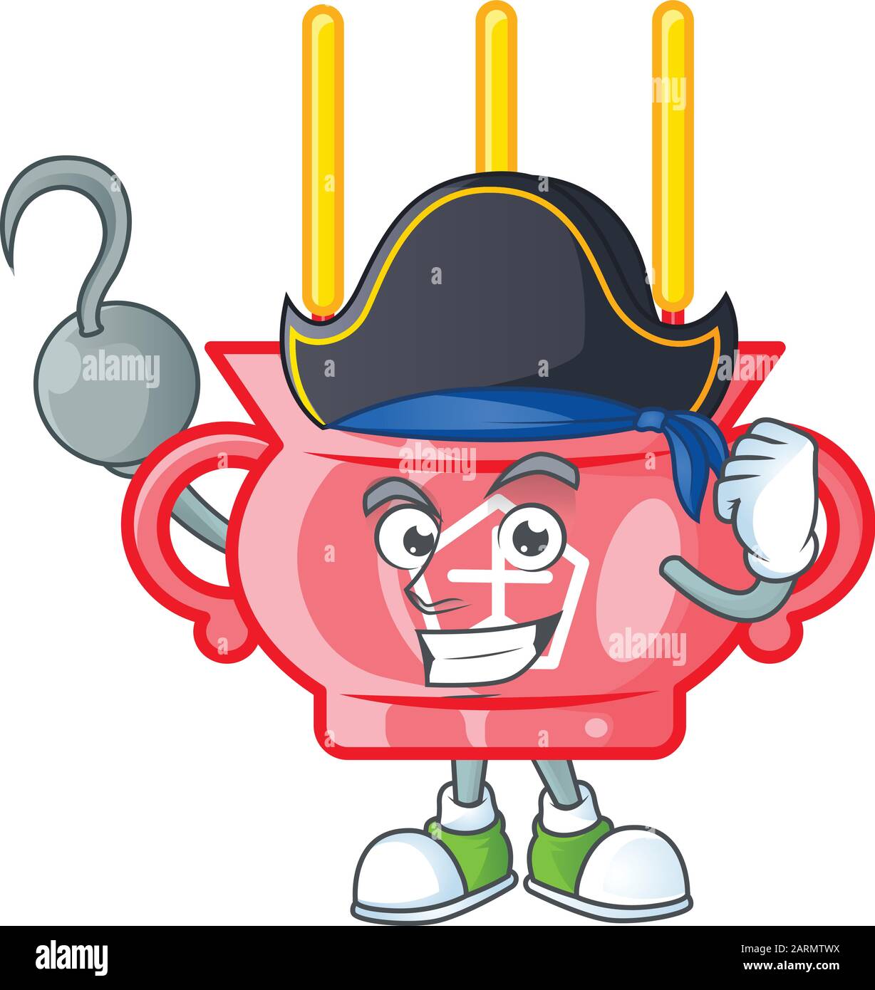 Cool one hand Pirate chinese red incense cartoon character wearing hat ...