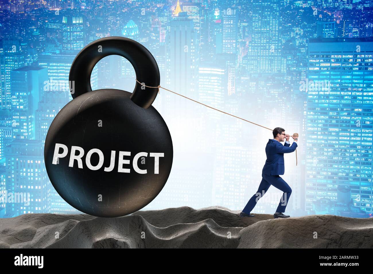 The businessman trying to deliver difficult project Stock Photo - Alamy