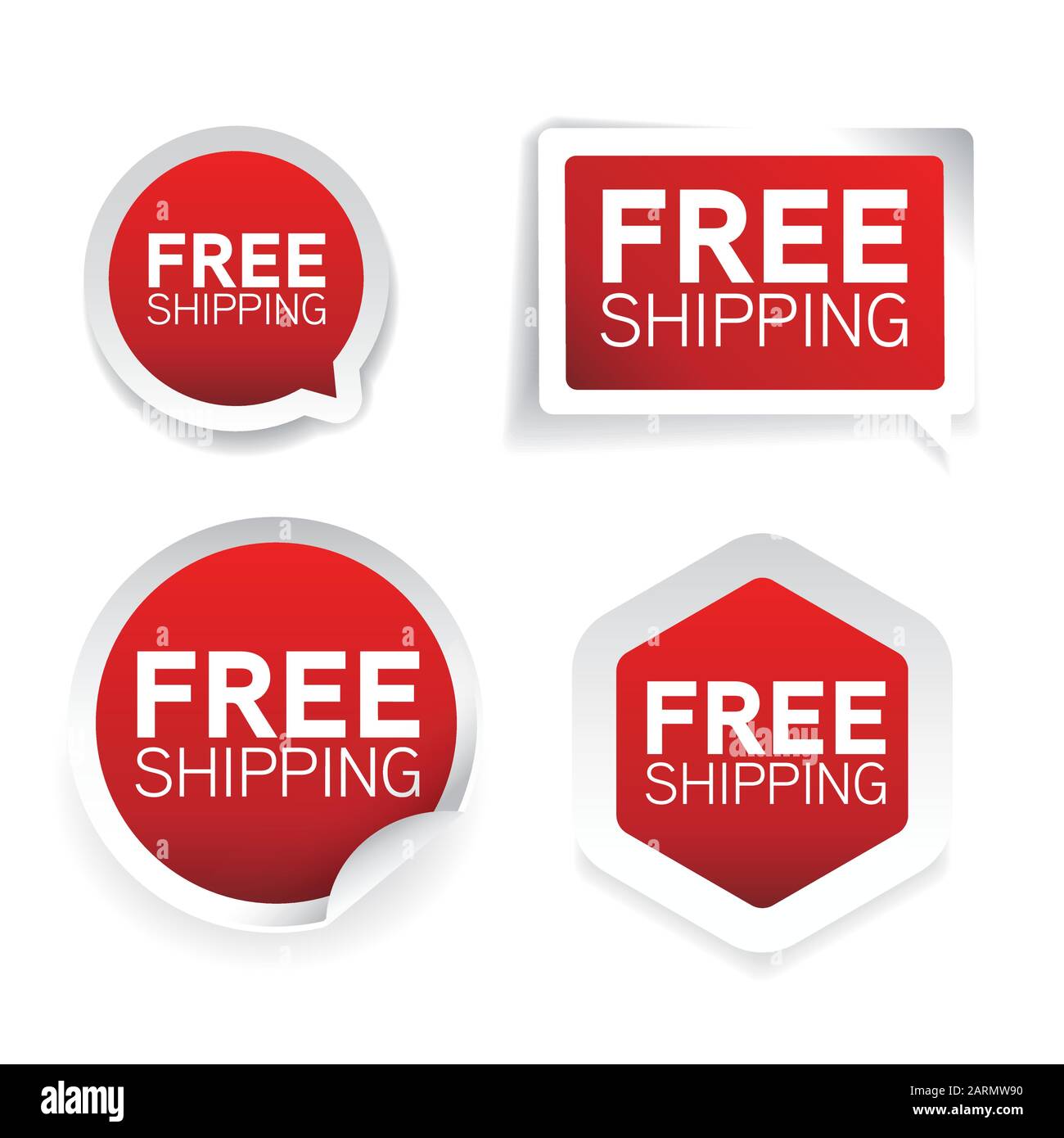 Free Shipping red label sticker Stock Vector Image & Art - Alamy