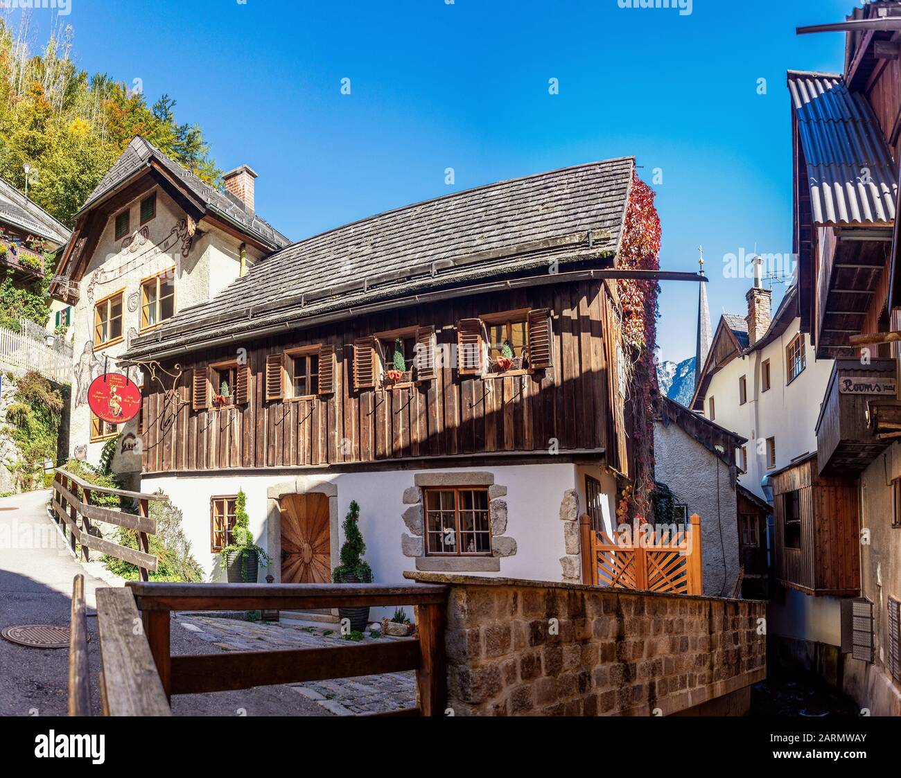 Old town streets with historical edifices, Alpine architecture ...