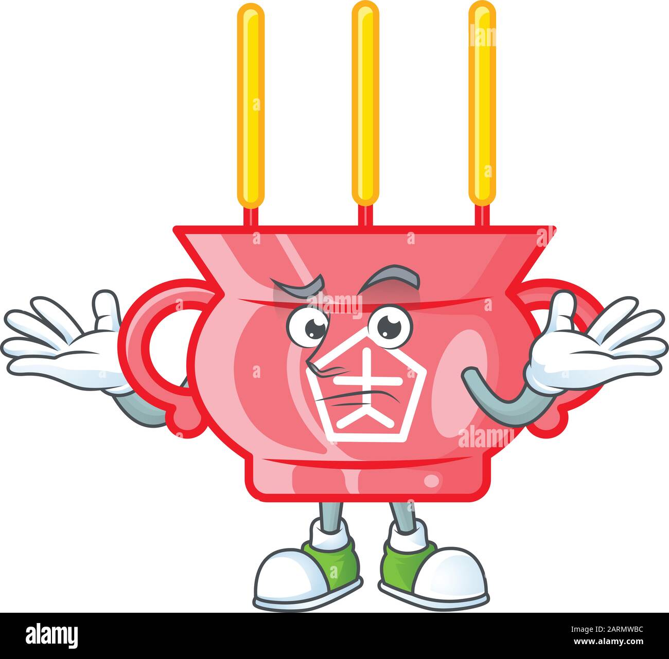 Super Funny Grinning chinese red incense mascot cartoon style Stock ...