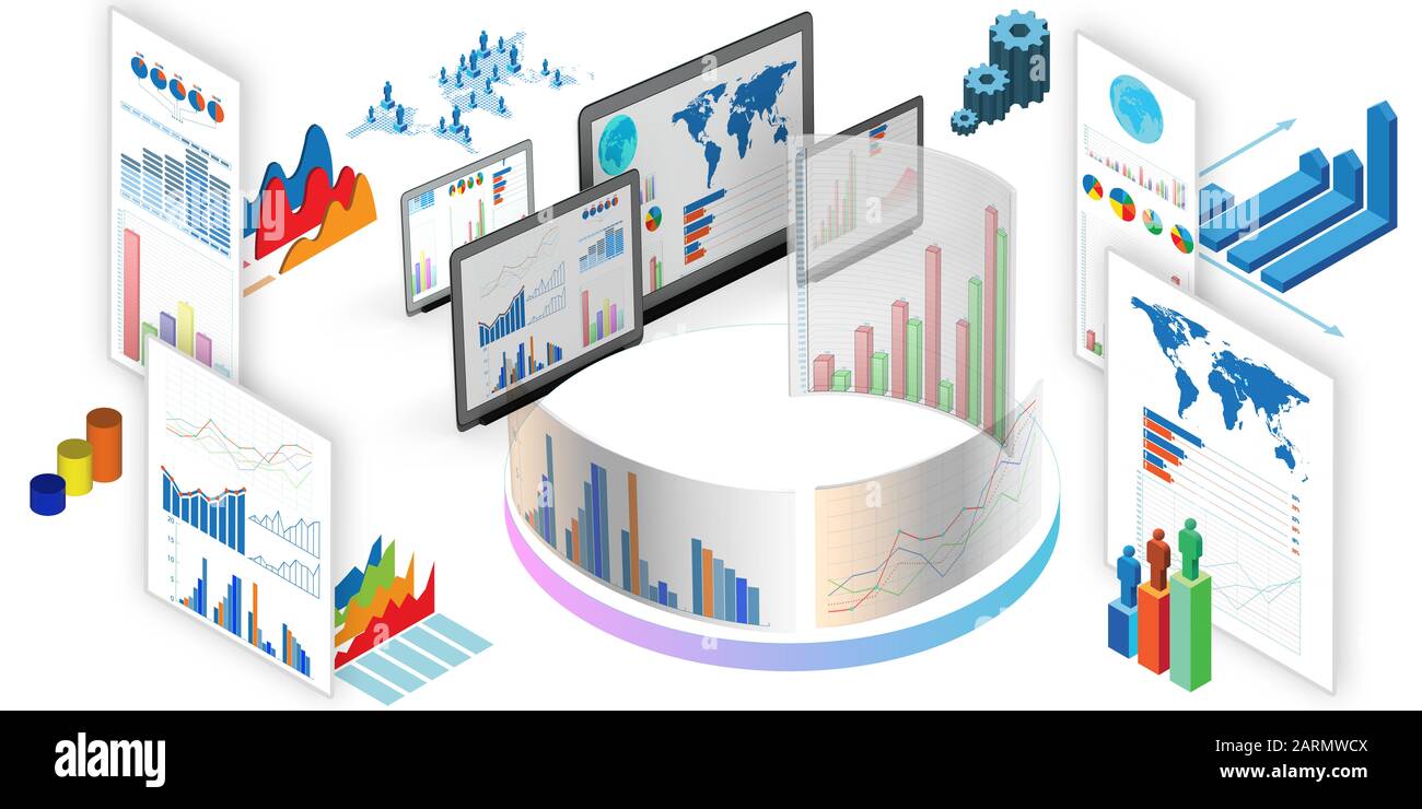 The various visualisation at trading environment - 3d rendering Stock ...