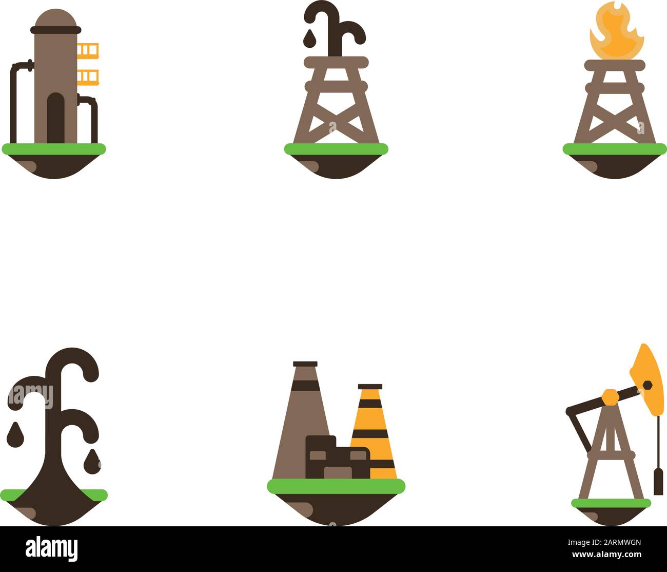Fracking icon set design, Oil industry fuel technology power industrial ...