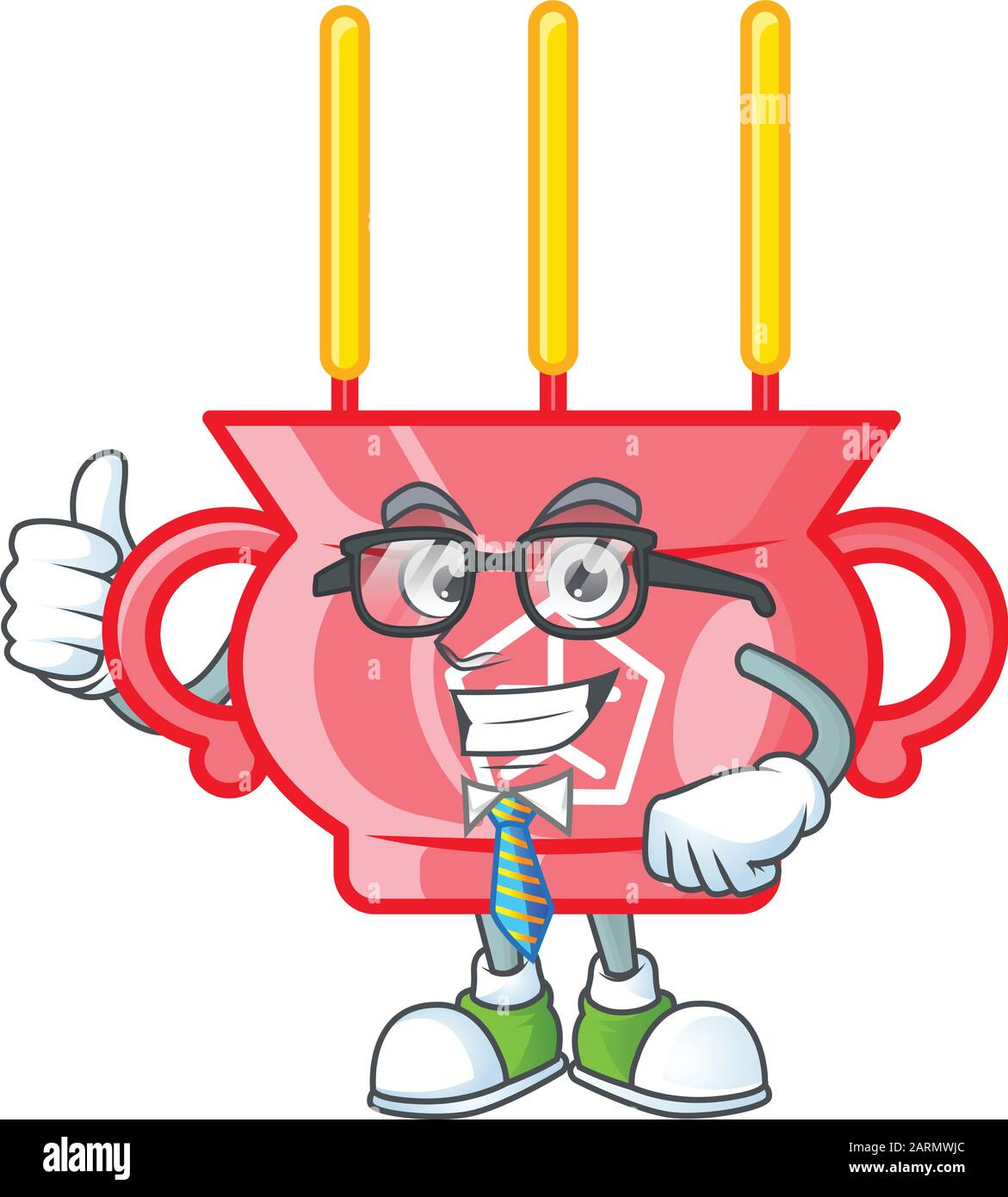 cartoon character of Businessman chinese red incense wearing glasses ...