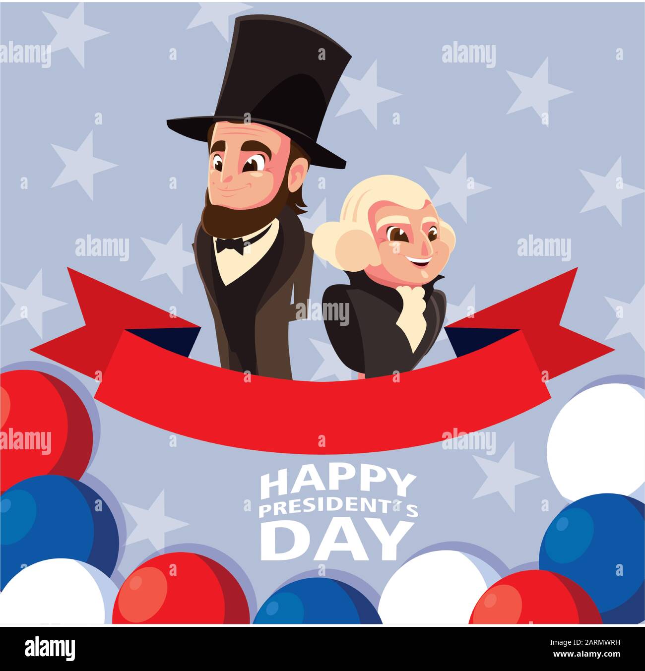 happy president day, cartoon of president George Washington and Abraham ...