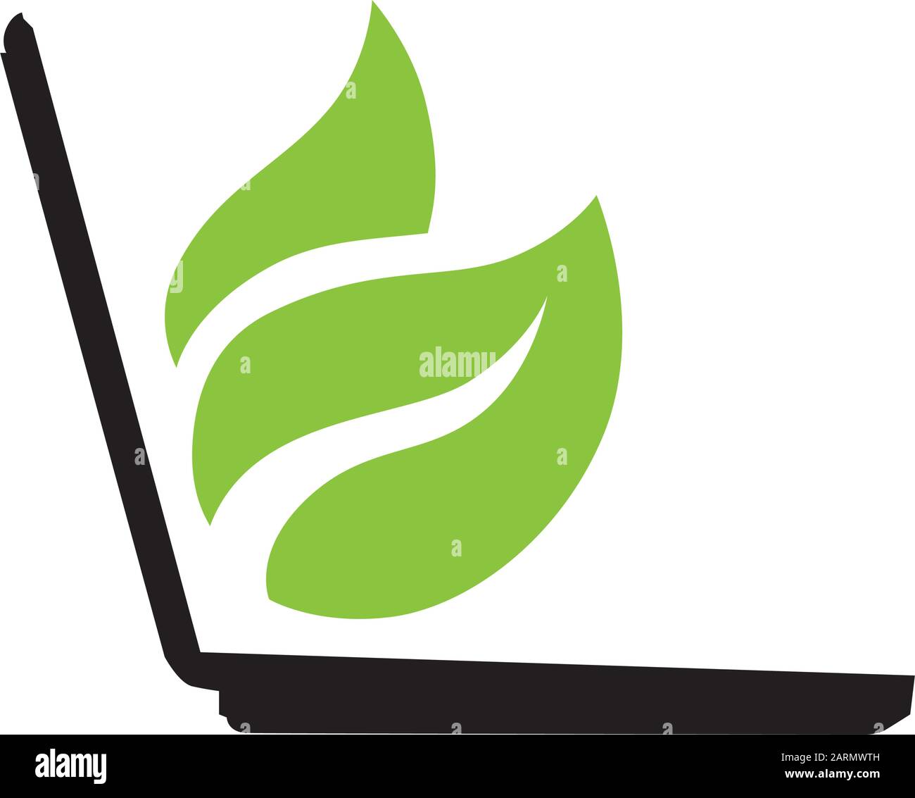 laptop with green leaves Stock Vector Image & Art - Alamy