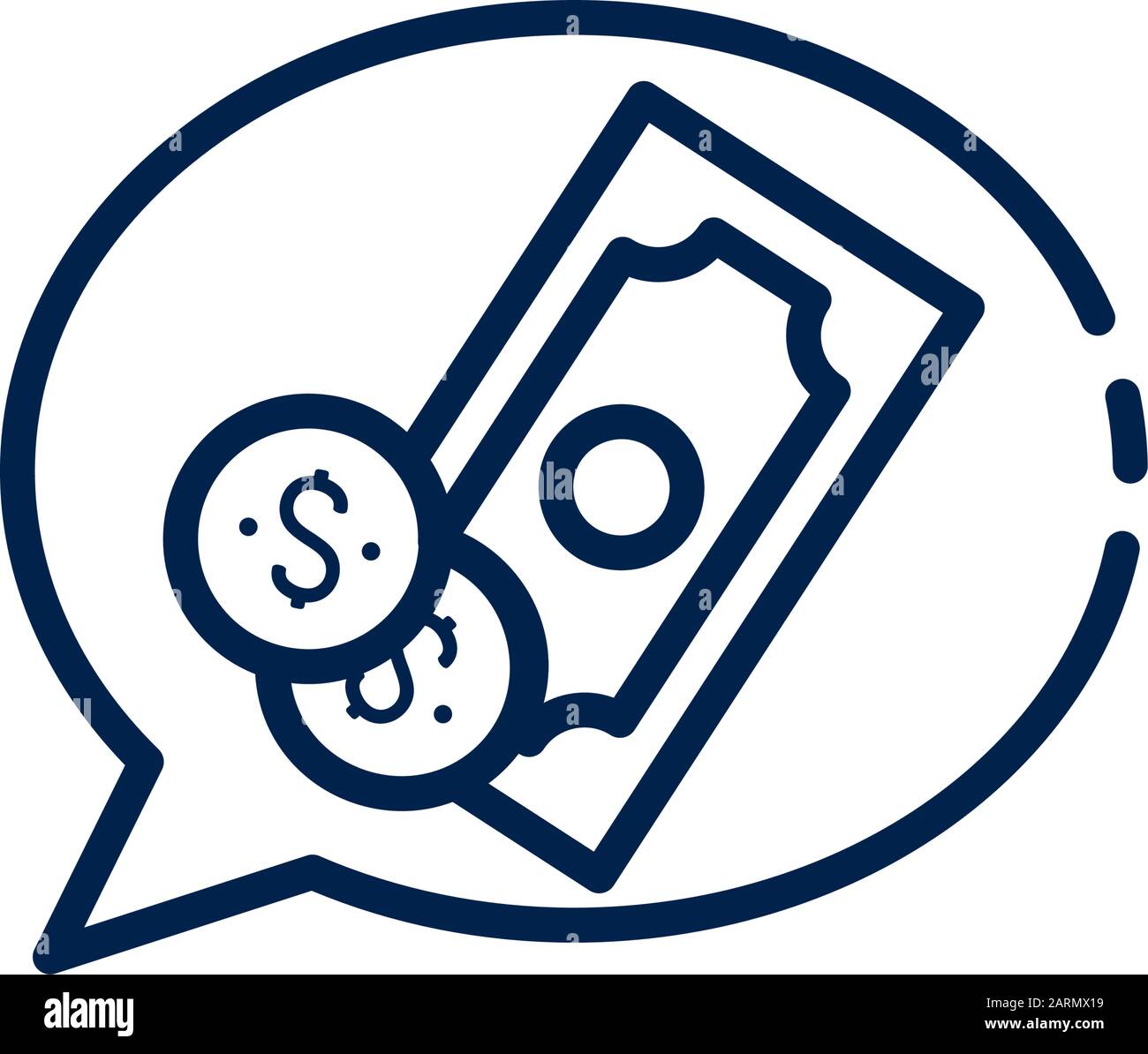 Isolated money coins and bill inside bubble vector design Stock Vector ...