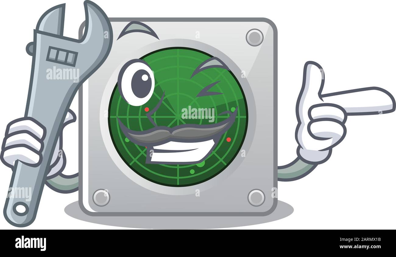 Smart Mechanic radar cartoon with character design Stock Vector Image ...
