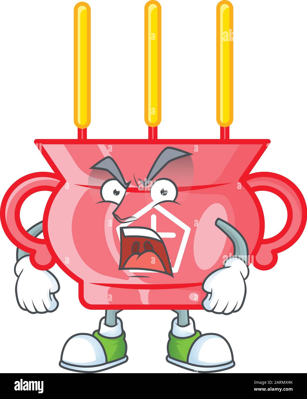 Chinese red incensecartoon character design having angry face Stock ...